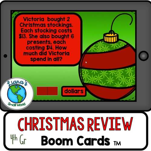Christmas 4th Grade Math Review Boom Cards - Digital Task Cards | TPT
