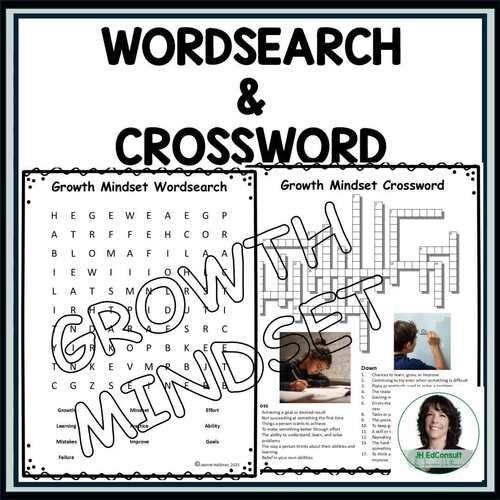 Growth Mindset | Word Search Crossword | Middle School | SEL Character Ed