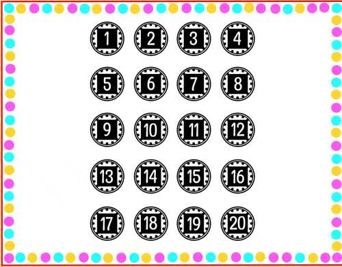 Printable Number Labels 1 to 40. Black and White Number Labels, Number Tags