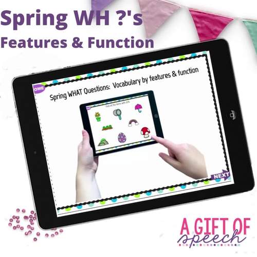 Spring NO PREP Language Wh Questions by Features and Function Boom Cards™