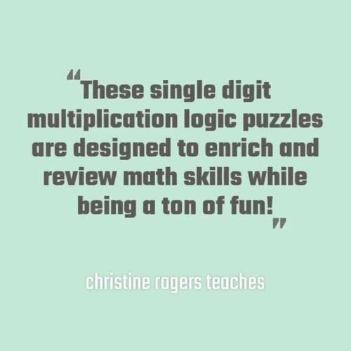 Math Logic Puzzle Multiplication Math Enrichment Year Long 144 Puzzles