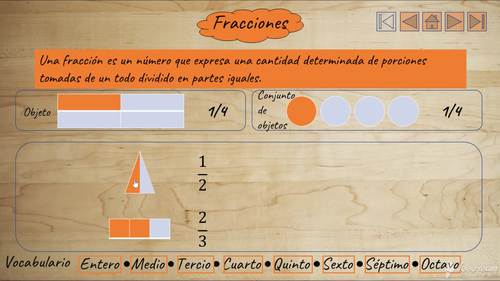 Fractions in Spanish. Learning and practice. Fracciones. 1st, 2nd, and ...