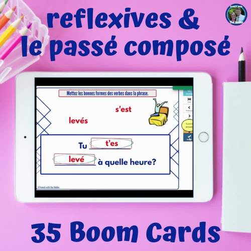 French passé composé réfléchis Reflexive Verbs & Past Tense Boom™ Cards