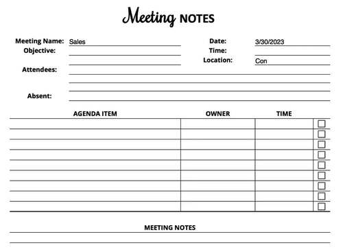 Meeting Minutes Printable PDF by Mom Money Map | TPT