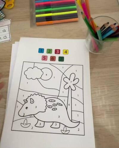 Dinosaur Coloring Pages [Dinosaur Color By Number], Dinosaurs Activities