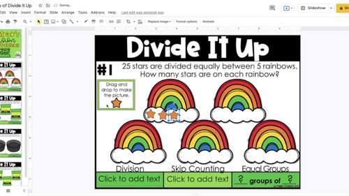 St. Patrick's Day Math - 2nd Grade Division Word Problems and Task Cards