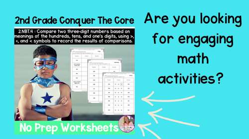 2nd Grade Compare Numbers 2.NBT.4 No Prep Worksheets Packet by Fiddleheads