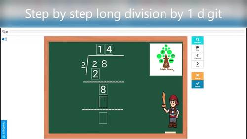 Step by step long division by 1 digit Boom card by SG Math Guru | TPT