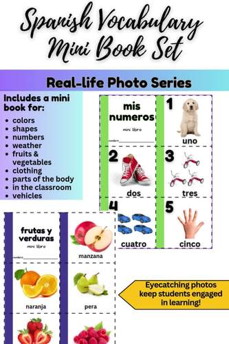 Spanish Vocabulary Mini Book Set-Real Life Photo Series | 9-Book Set