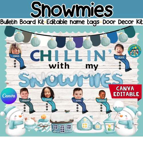 Chillin’ With My Snowmies Winter Bulletin Board Kit | Door Decor | Editable