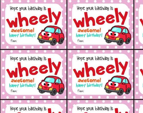 Car Fidget Toy Birthday Gift Tag- Hope your birthday is wheely awesome ...