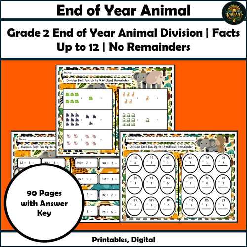Grade 2 End of Year Animal Division Visual Interactive Fact Up 12 No ...