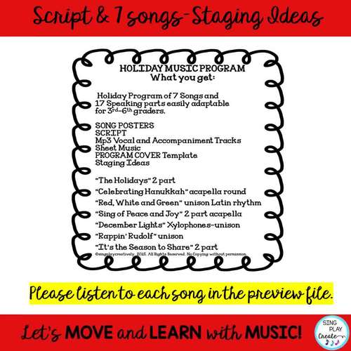 Holiday Music Program: Songs, Script, Sheet Music, Mp3 Tracks BUNDLE
