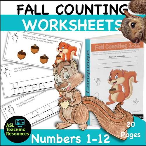 Counting Worksheets - Squirrel - Counting - Writing - Fall Craft - Sign ...