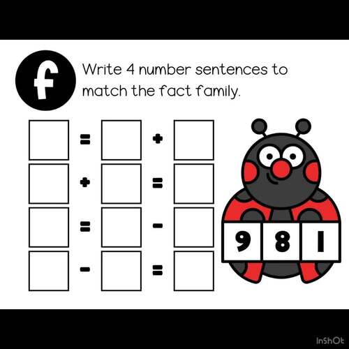 Ladybug Fact Families Write & Wipe Task Cards | Addition & Subtraction ...