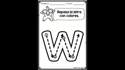 Hojas de trabajo LETRA W | Letter W Worksheets in Spanish by Ms Herraiz