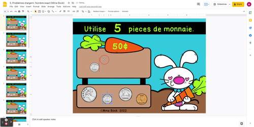 Problèmes d' argent: Nombre exact de monnaie canadienne: Google Slides™