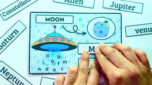 Literacy Cards - Space Vocabulary - Literacy Center Task Card by ABCSteps