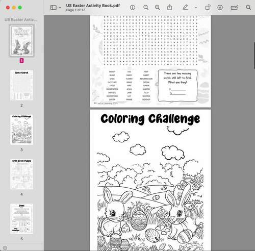 Easter & Spring Activity Packet | Wordsearch, Coloring, Crossword ...