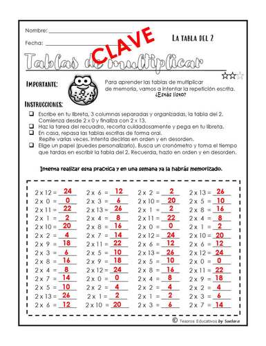 Multiplicación - Multiplica con la Tabla del 2 Ejercicios de práctica