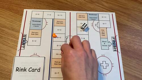 Hockey Themed Addition Math Game by One Canadian Goose | TPT