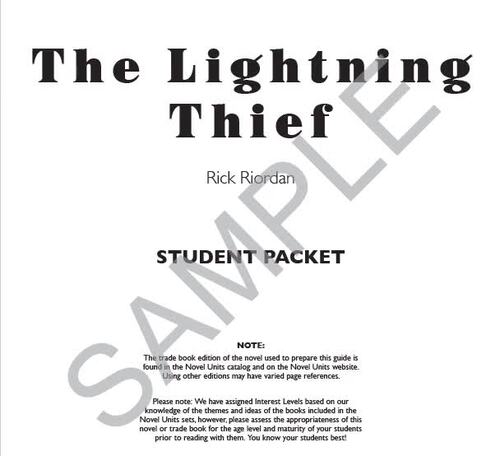 The Lightning Thief Novel Units® Student Packet Novel Study | TPT