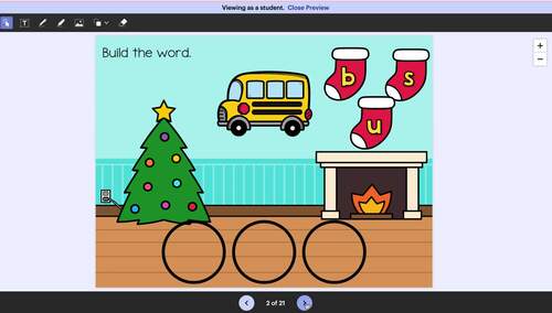 Christmas Phonics CVC Short U Word Building Google Slides by Prepped in ...