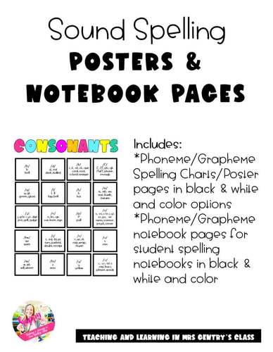 Sound Spelling Posters and Notebook Charts | TPT