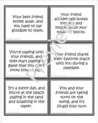 Social Emotional Regulation Scenario Task Cards - 100 Printable SEL Prompts