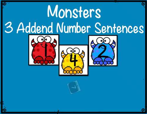 Monsters Build 3 Addend Addition & Subtraction Number Sentences | TPT