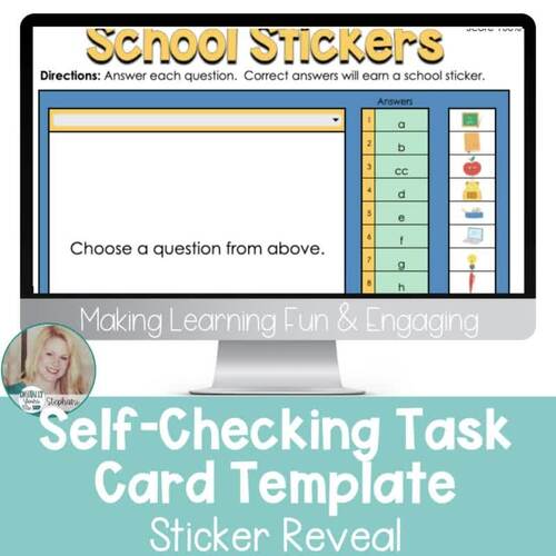 Editable Self-Checking Sticker Reveal Task Card Template Resource Vol1 ...