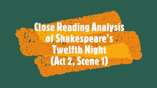 Twelfth Night Act 2 Scene 1 Close Reading Worksheet (Printable) | TPT