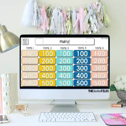 Editable Blank Jeopardy Game Template Google Slides PowerPoint #5 | Neutral