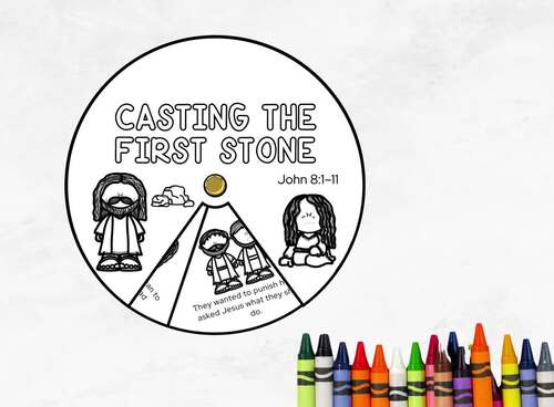 Casting the First Stone Bible Spinning Wheel Craft for Sunday School