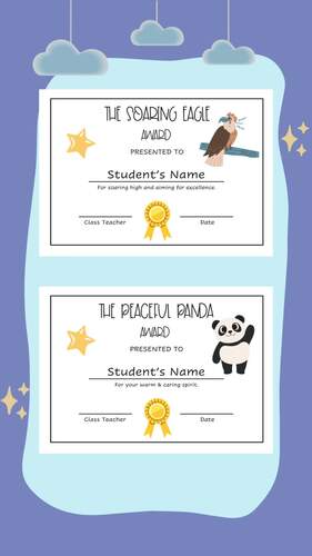 Editable End of the Year Animal Themed Student Awards/Certificates by mzat