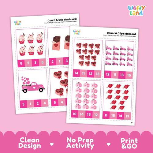 Valentine's Day Math Centers | Counting Clip Cards Activity | Preschool ...