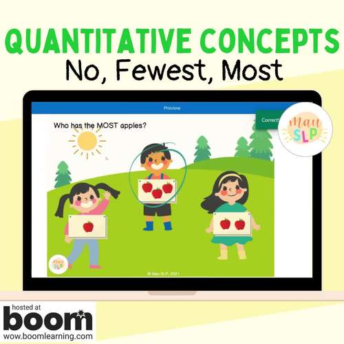Quantitative Concepts: No Fewest Most Speech Therapy Boom Cards™ by Mau SLP