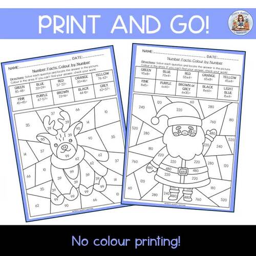 Christmas Colour-by-Number Math Bundle for Grades 2–6! | TPT