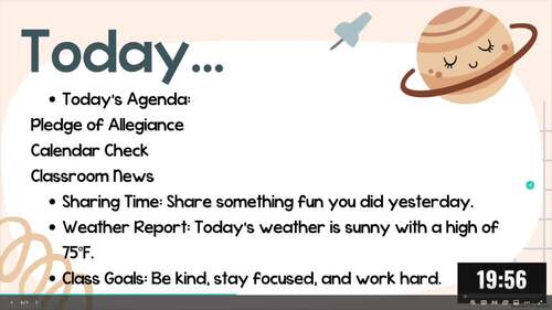 Boho-Space Daily Classroom Slide Template + Timers, Google Slides, PPT ...