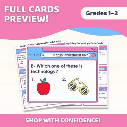 What Is Technology? Unplugged STEM Task Cards | Elementary Computer Science