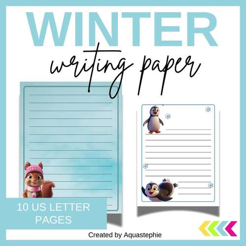 Winter-Themed Writing Paper for Kids and Adults by Aquastephie | TPT