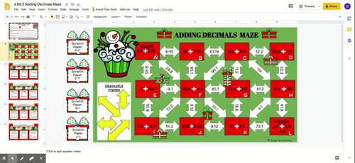 Christmas Math | Adding Decimals Maze by Keep On Growing | TPT