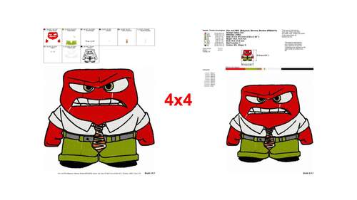 Angry Red Cartoon Character from Inside Out Embroidery Designs ...