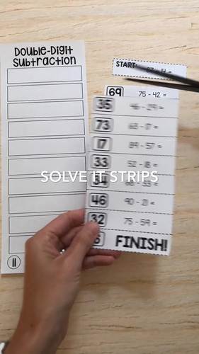 Double Digit Subtraction With Regrouping Solve It Strips® | TPT