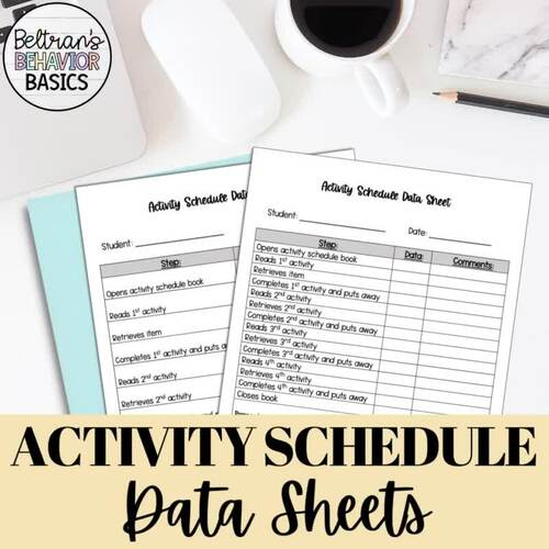 ABA Data Sheets for Independent Activity Schedules for Autism Classroom