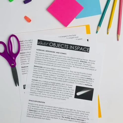 Planets and Objects in Space Reading Passages, Foldables, Posters ...