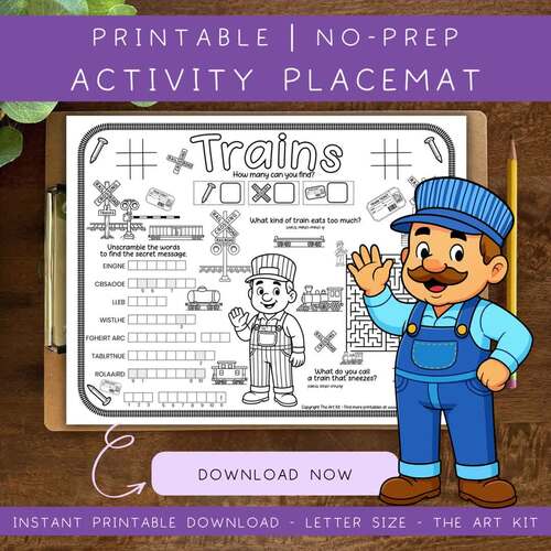 Airplane Activity Placemat Printable, Transportation Worksheet ...