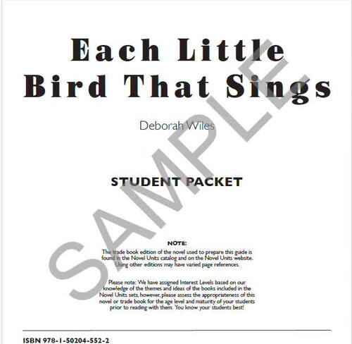 Each Little Bird That Sings Novel Units® Student Packet Novel Study