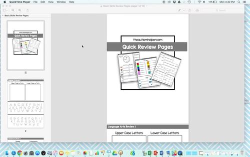 Basic Skills Quick Review Pages by The Autism Helper | TPT