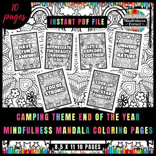 Camping Theme End Of The Year Activities Mindfulness Mandala Coloring Pages